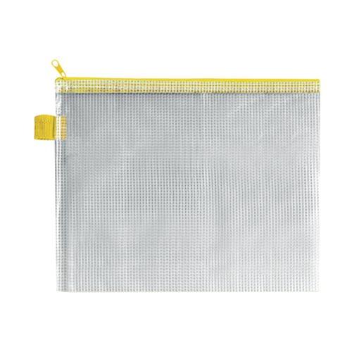 WB Mesh Zip Bag 255mm x 205mm Yellow PK5 | Workline