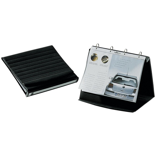 Durable Table Top Presenter A4 Landscape 4 Ring Black | Workline