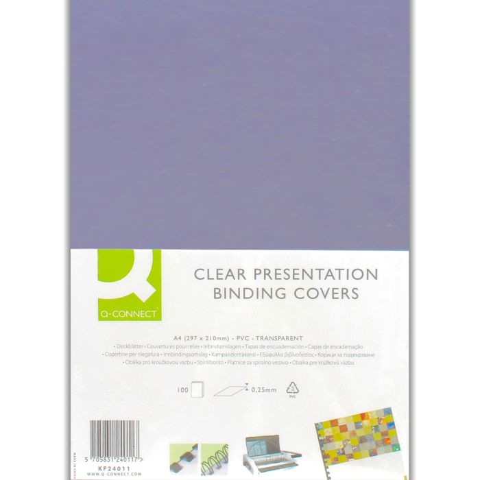 Q-Connect Clear PVC Binding Covers A4 | Workline